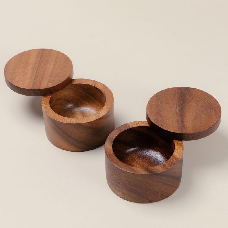 Handmade Wooden Salt Box With Swivel Lid: Tea Leaf, Sugar, Seasoning - Etsy