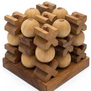3D Tic Tac Toe Wooden XOXO Game, Tic Tac Toe Game, Wood Tic Tac Toe ...