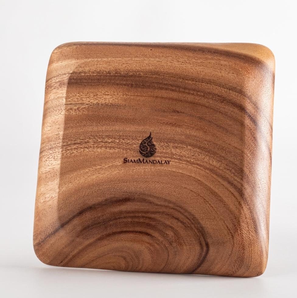 Contemporary Square Acacia Wood Plate (set of 4): 7" Handmade Modern ...