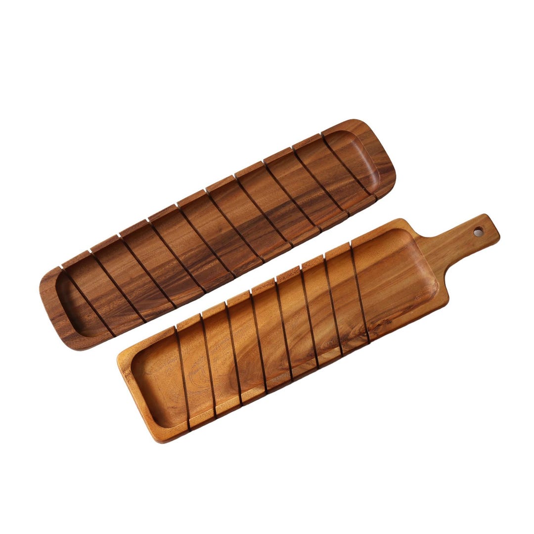 Acacia Wooden Baguette Slotted Cutting Bread Board - Handmade French Bread Cutting Board Bread ...