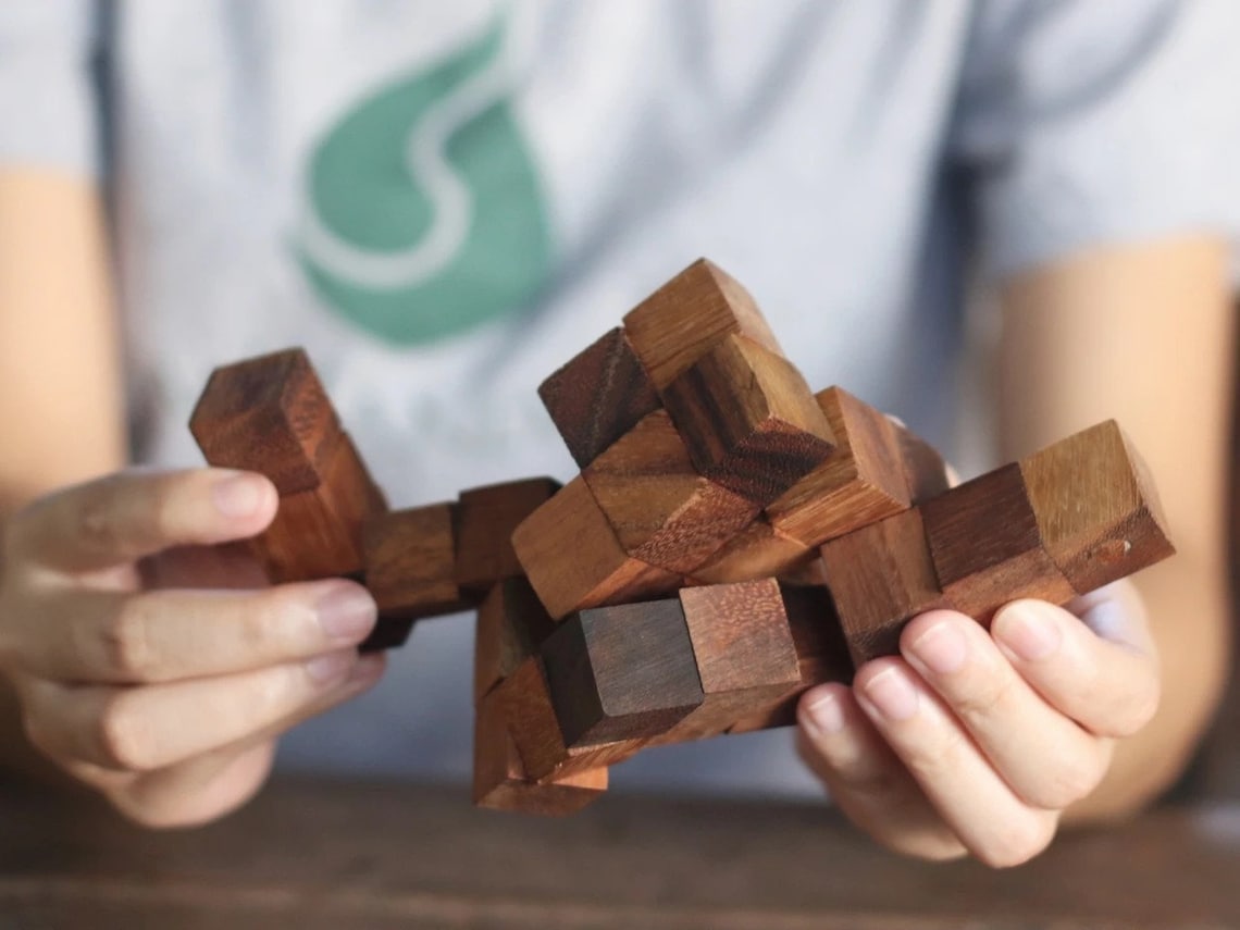 Snake Cube: Twist Wooden Puzzle for Adults Handmade Eco Friendly 3D ...