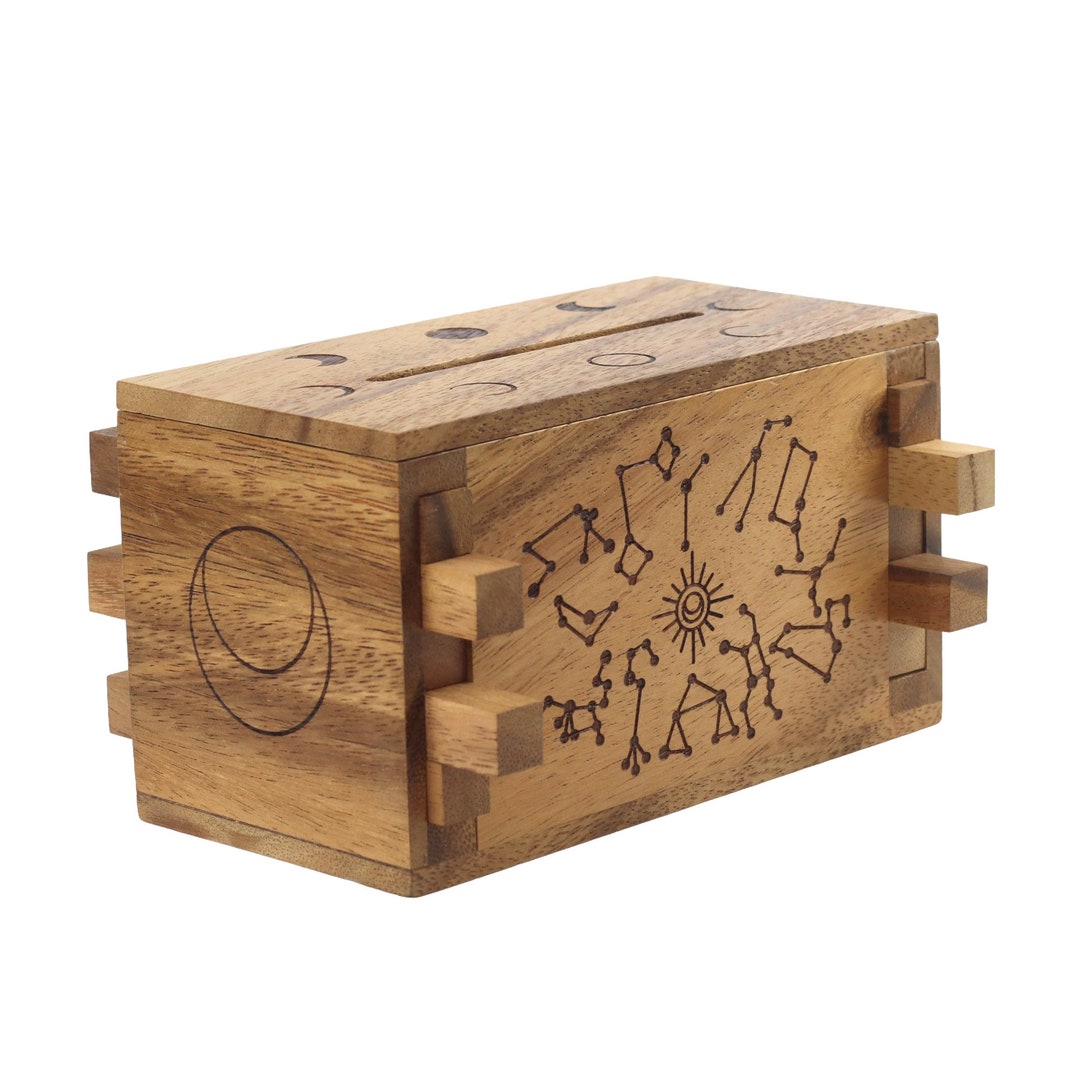The Celestial Box: Zodiac Wood Puzzle Box Secret Lock Box Game ...