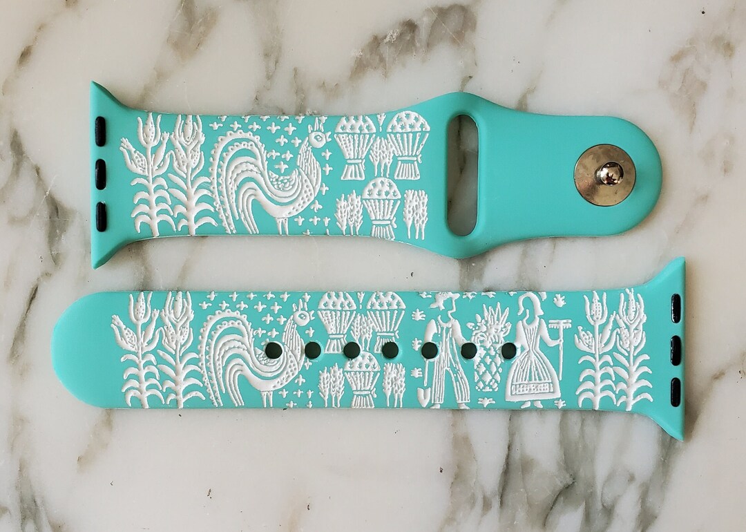 Pyrex Turquoise Butterprint Inspired Engraved Silicone Watch Band - Etsy
