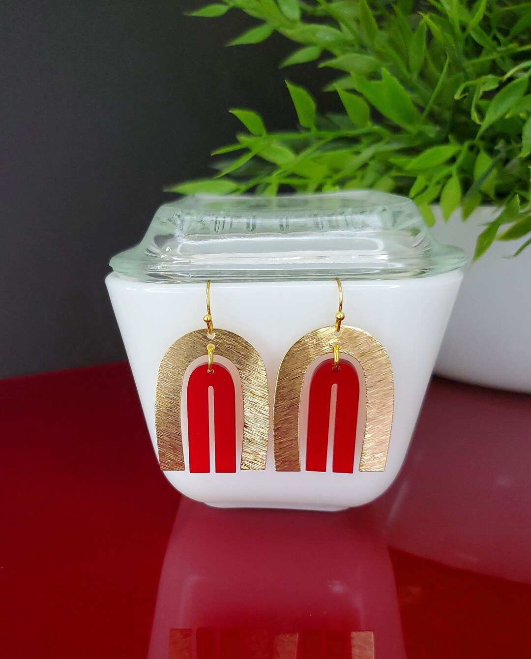 Pyrex Arches Inspired Mixed Media Earrings - Etsy