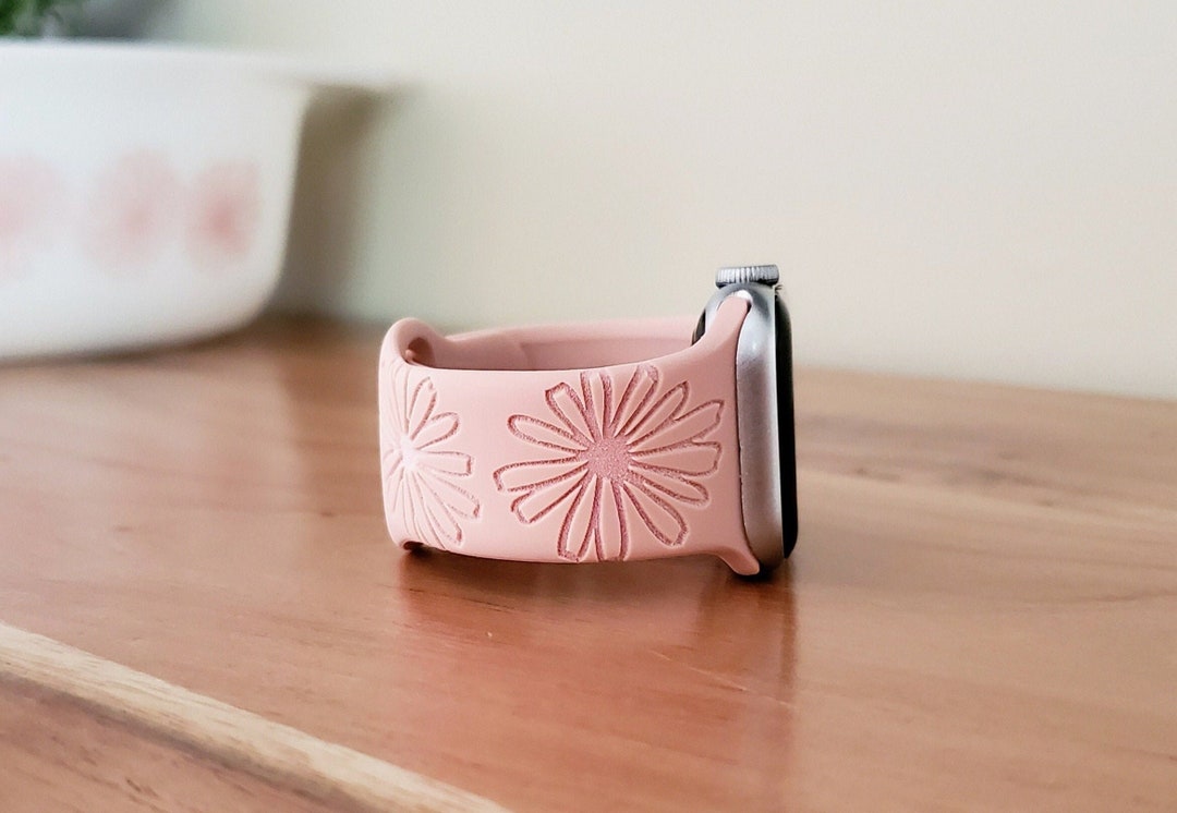 Pyrex Pink Daisy Inspired Engraved Silicone Watch Band - Etsy