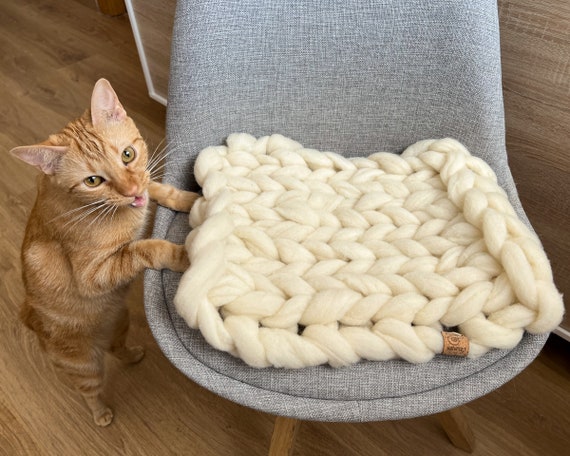 Cat Mat Bed for Windowsill Natural Wool Knitted Flat Bed for - Etsy