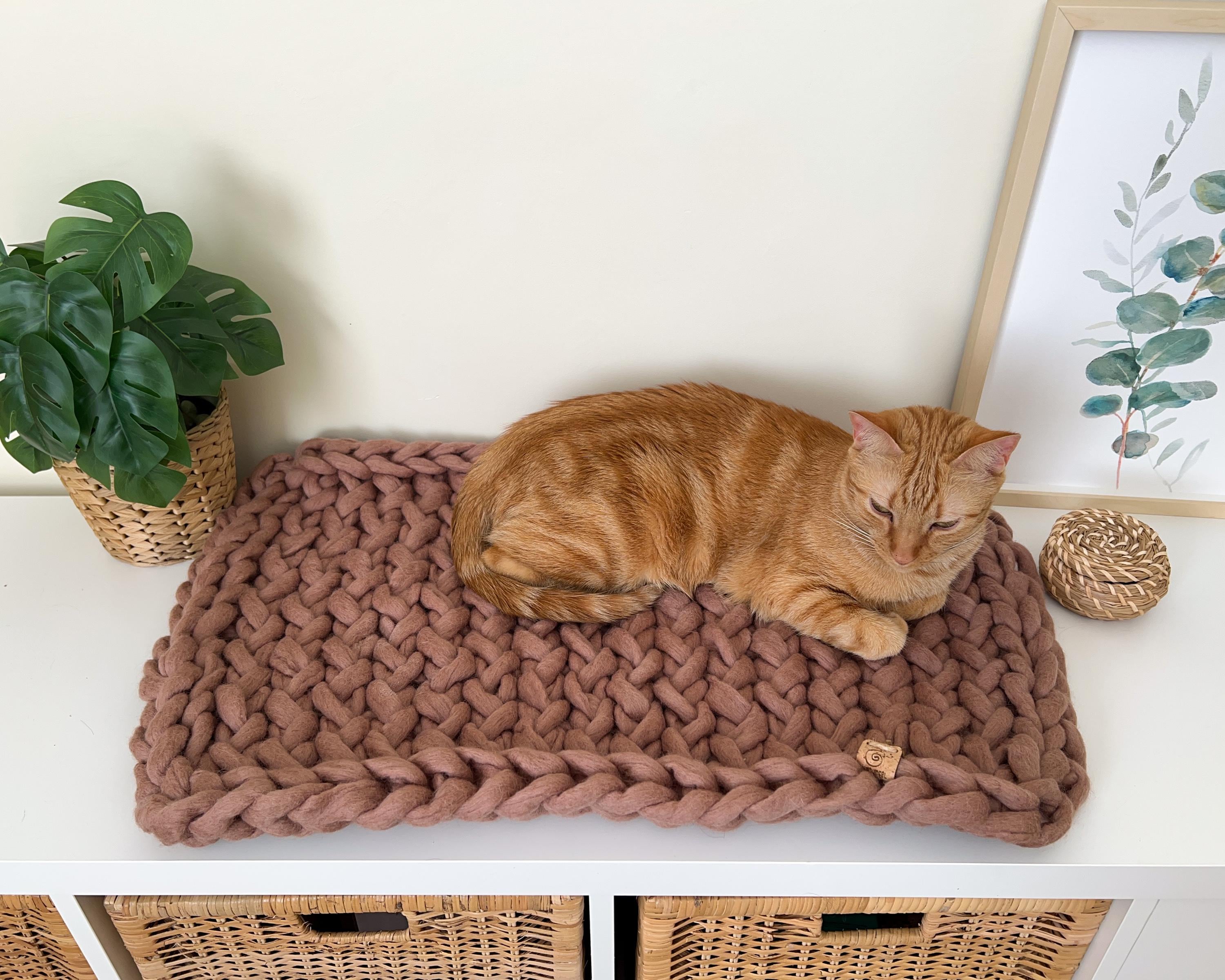 Chunky Knit Cat Bed, Natural Wool, Pink Window Sill Mat, Last Few Units ...