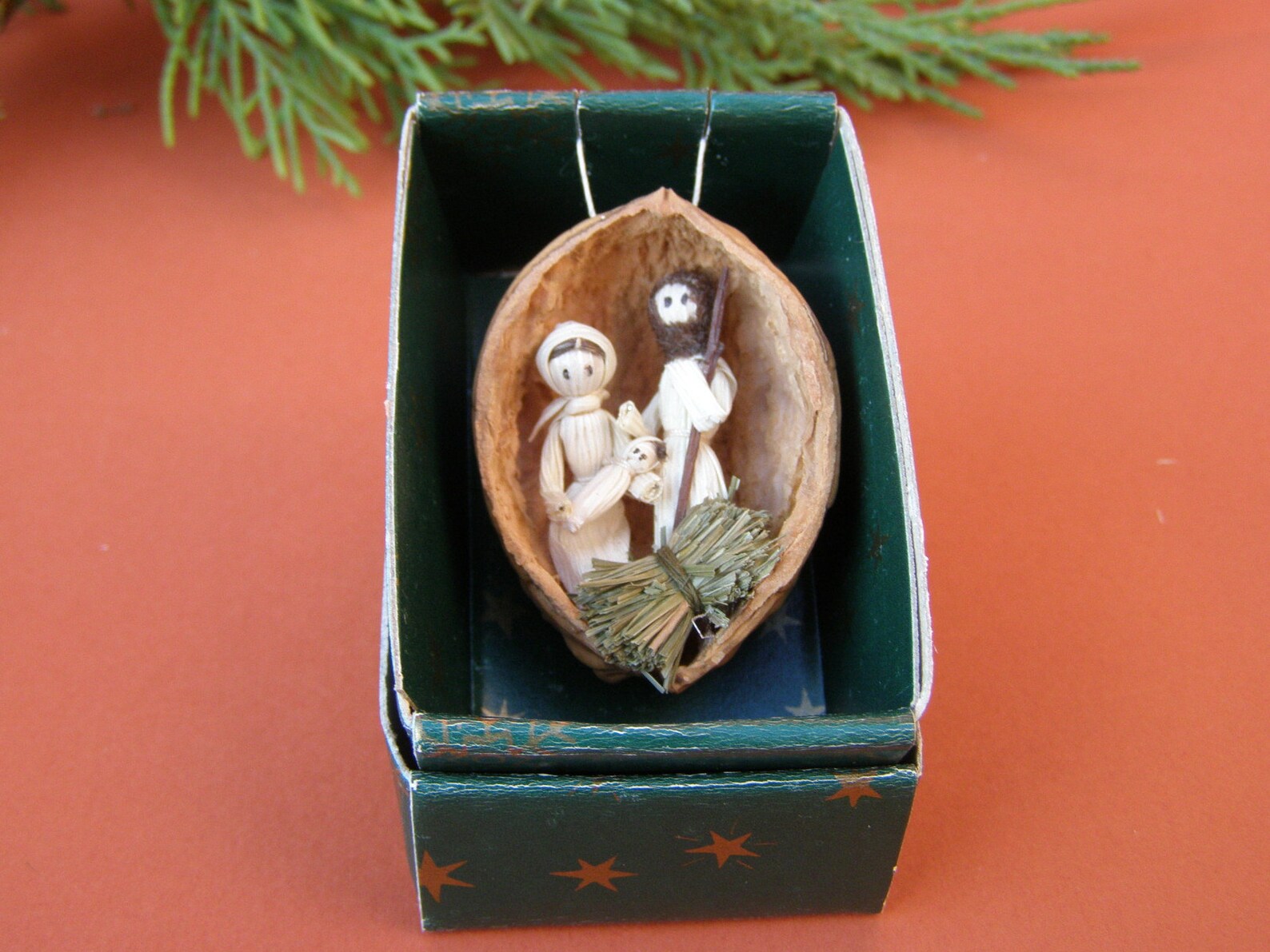 Miniature Rustic Nativity Set Ornaments in a Nutshell. | Etsy