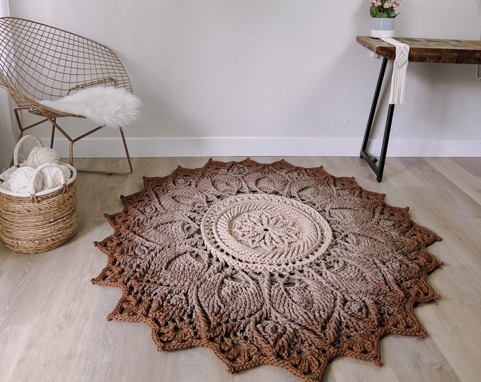 59 Mandala Crochet Gradient Knitted Rug Handmade 3D Pattern Home Decor ...