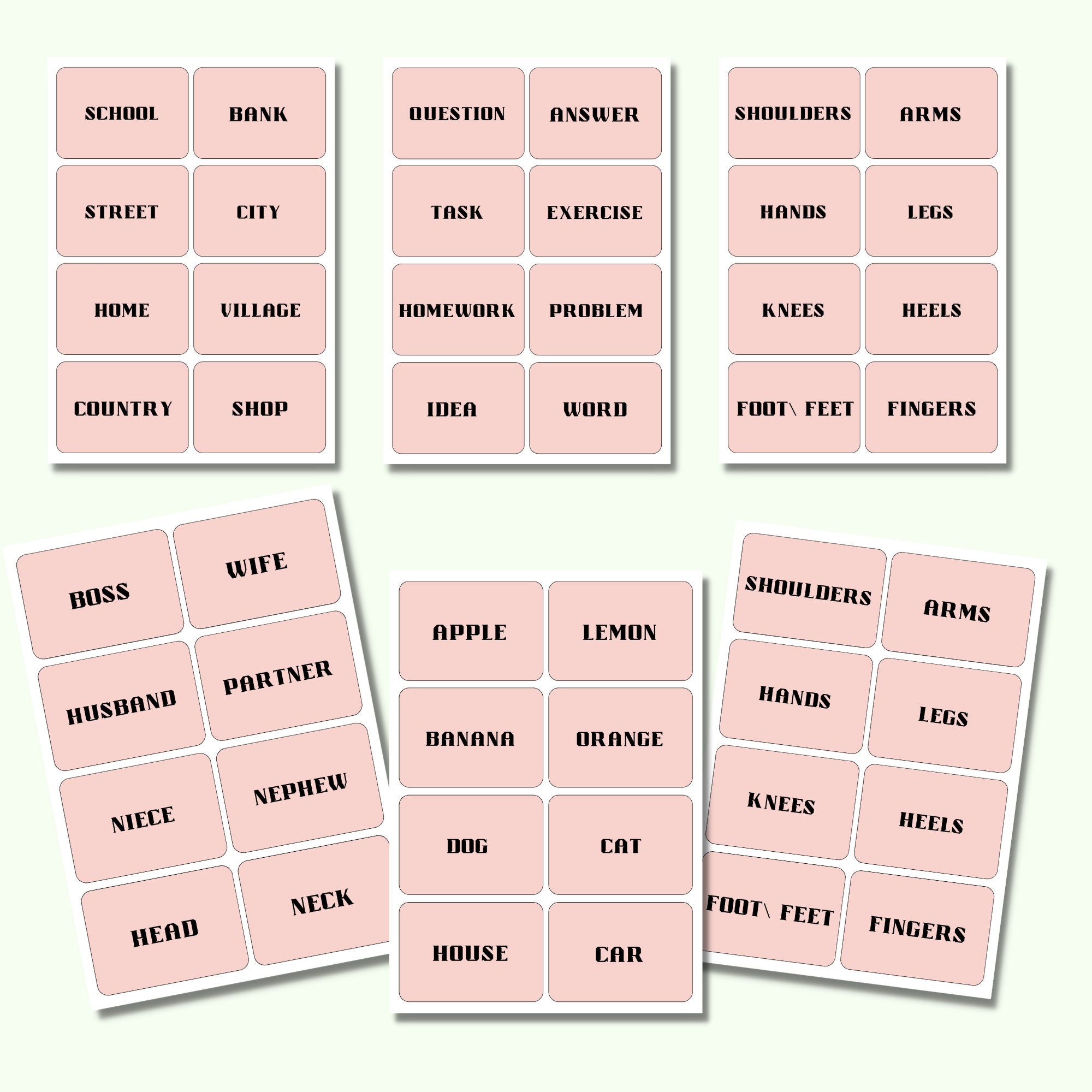 ESSENTIAL VOCABULARY FLASHCARDS for Absolute Beginners All Topic ...
