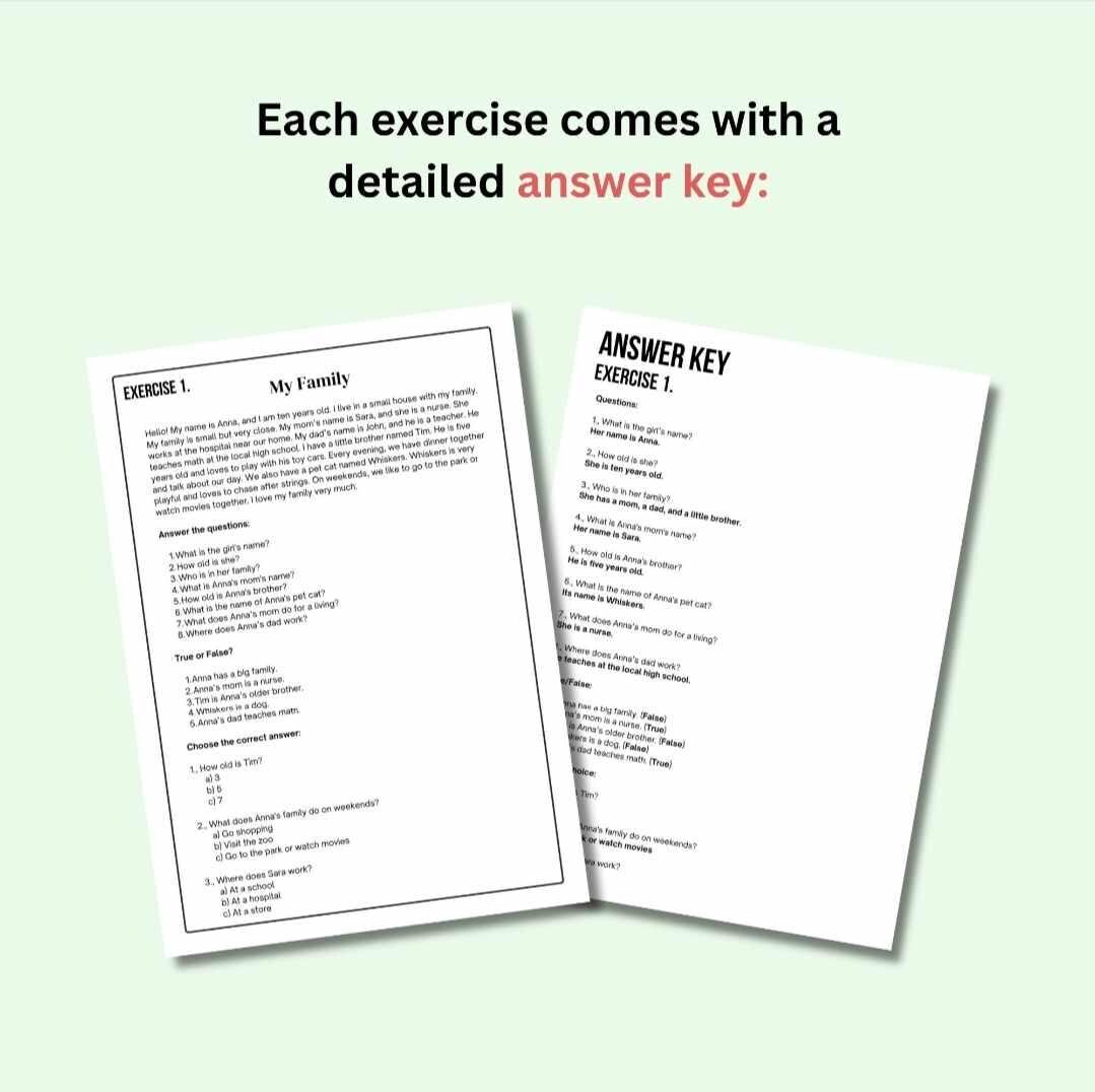 20pcs Reading Comprehension Exercises for A1-A2 Level Learners ESL ...