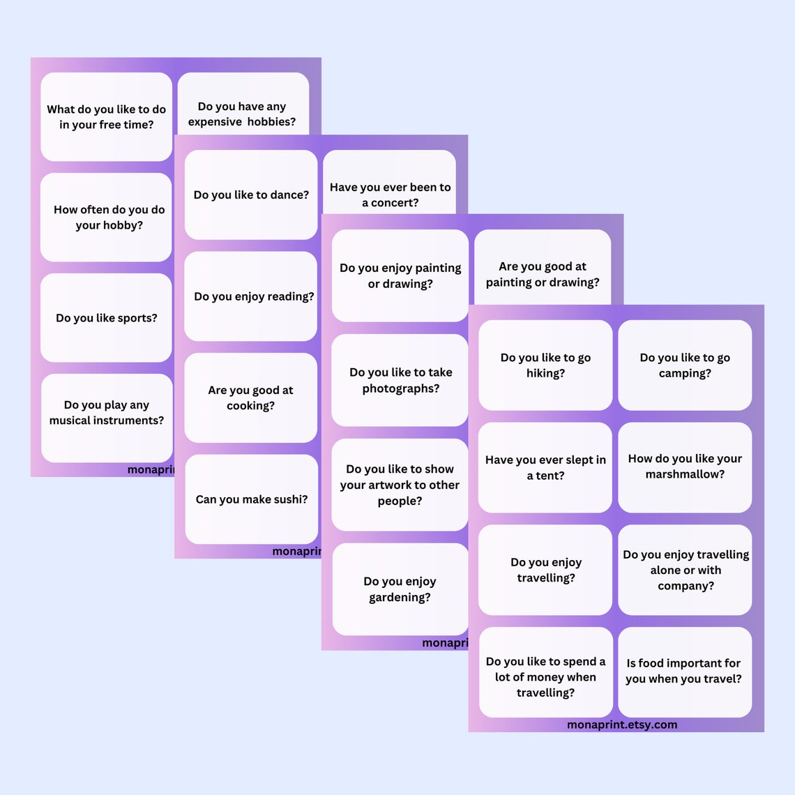 100 ESL Conversation Starter Flashcards for Beginners A2-B1 Speaking ...