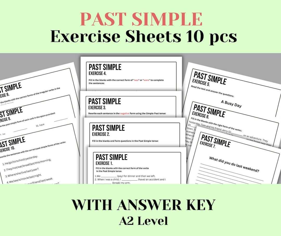 10pcs ESL Grammar Drilling Exercises, Practice the PAST SIMPLE Tense ...