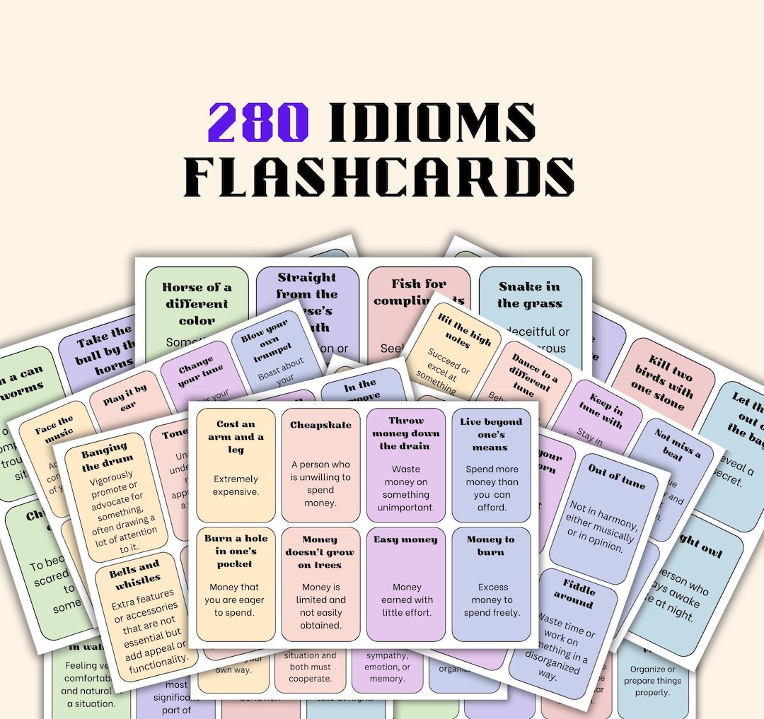 280pcs IDIOMS Flashcards for ESL Learners Interactive ESL Activities ...