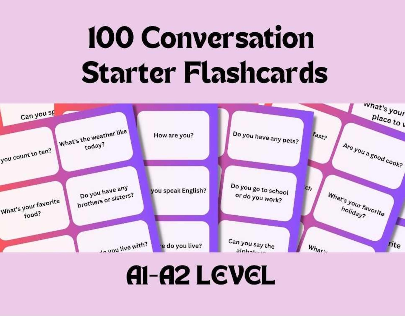 700 Conversation Starter Flashcards for ESL Learners A1-B2 Level ...