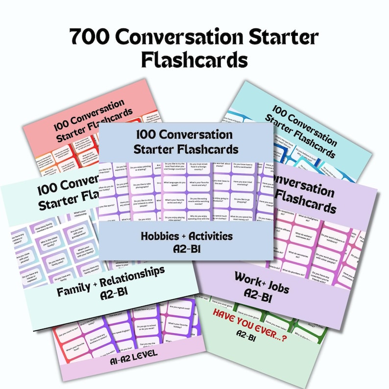 ESL Conversation Starter Flashcards: A1-B2 Level Speaking Prompts (PDF ...