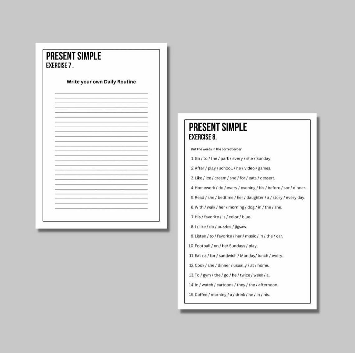 20pcs Drilling Exercise Worksheets for ESL Beginners Present Simple and ...