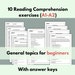10pcs Reading Comprehension Exercises for A1-A2 Level ESL Learners ...