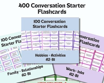 400 ESL Conversation Starter Flashcards, Family, Work, Hobbies, Present ...