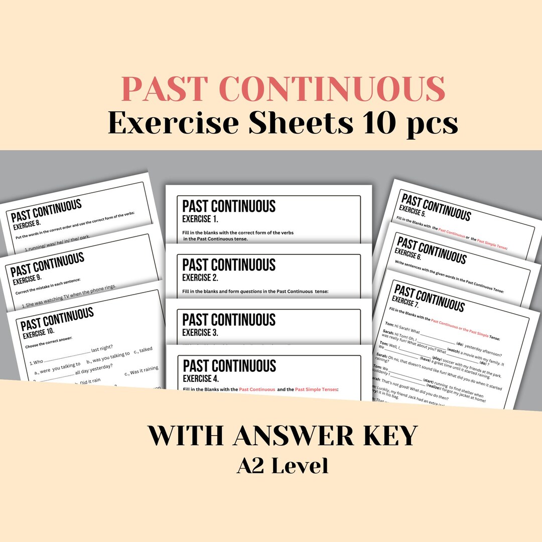 10 PCS ESL Grammar Drilling Worksheets Past Contiuous Verb Tense ...