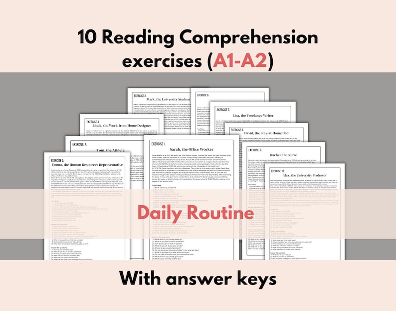 40 Pcs ESL Worksheet Bundle Present Tenses Drilling Exercises and ...