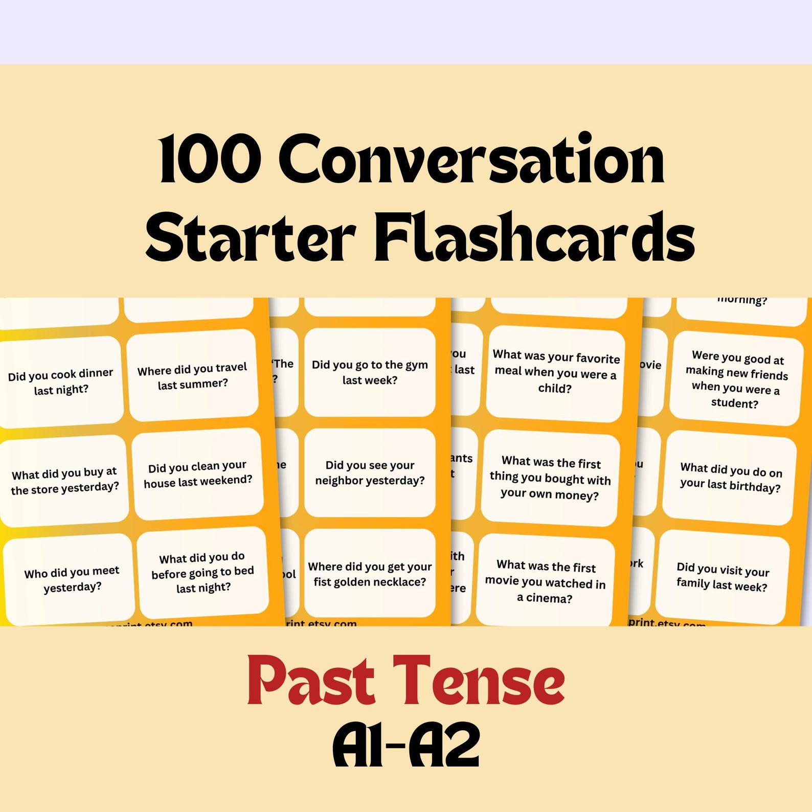 100 ESL Conversation Starter Flashcards: Beginner English Speaking ...