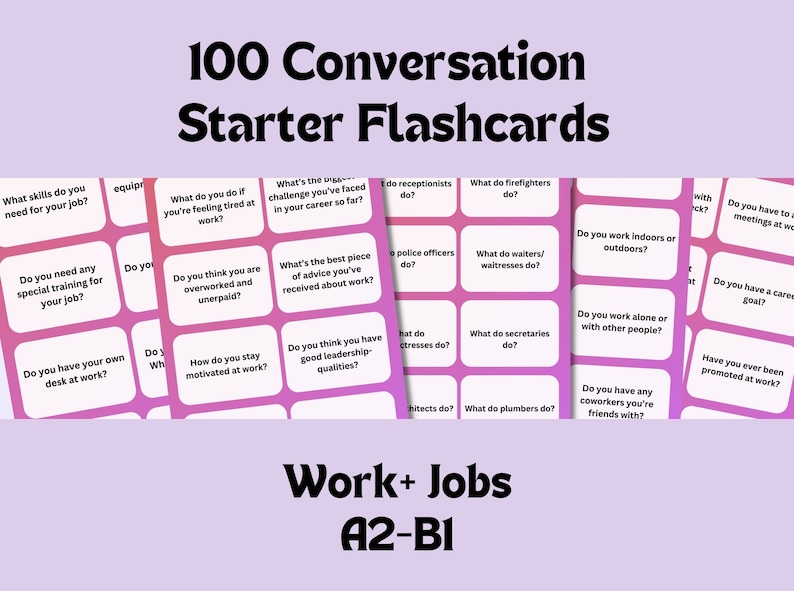 100 ESL Conversation Starter Flashcards, Level A2-B1 Speaking Prompts ...
