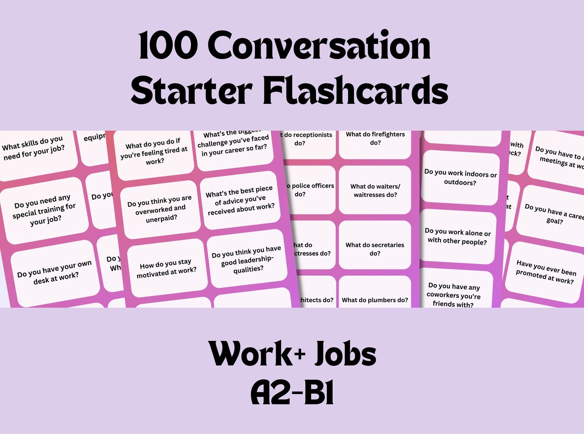 100 ESL Conversation Starter Flashcards, Level A2-B1 Speaking Prompts ...