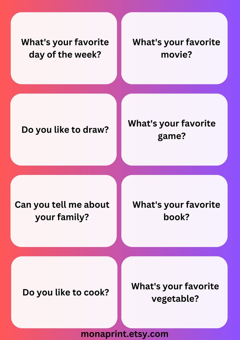 100 ESL Conversation Starter Flashcards A1-A2 Level Engage Your ...