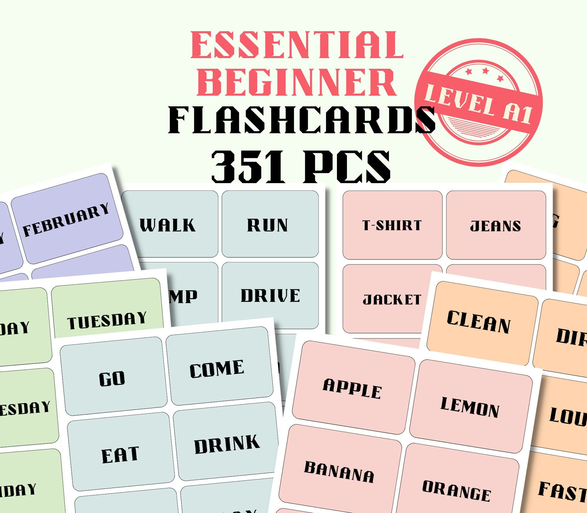 ESSENTIAL VOCABULARY FLASHCARDS for Absolute Beginners All Topic ...