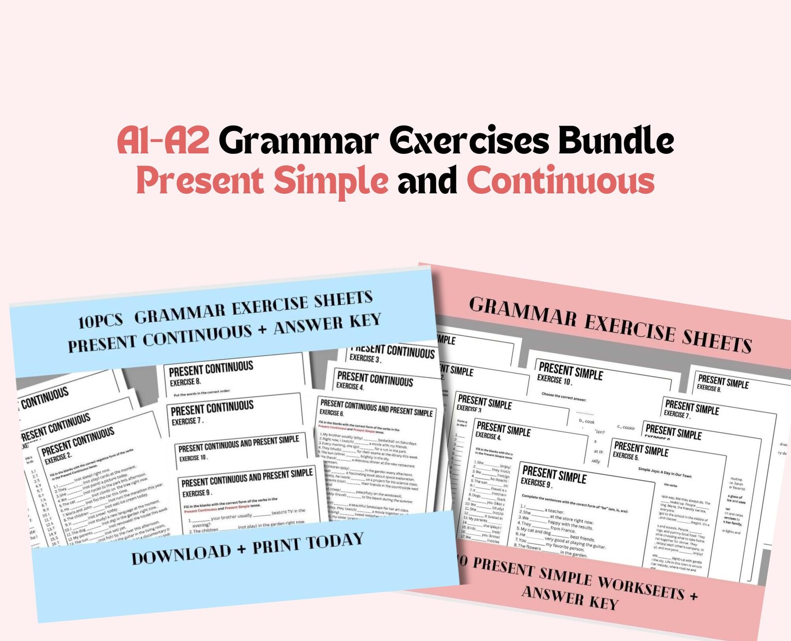 20pcs Drilling Exercise Worksheets for ESL Beginners Present Simple and ...