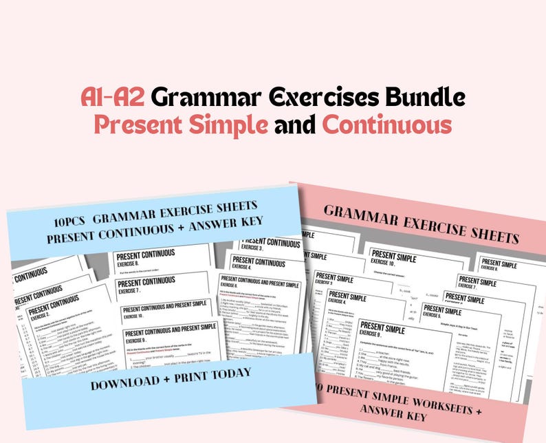 20pcs Drilling Exercise Worksheets for ESL Beginners Present Simple and ...