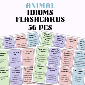 ANIMAL Idioms Flashcards 56 Pcs, for A2-B1 Level ESL Learners - Etsy