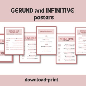 GERUND and INFINITIVE English Grammar Educational Poster Digital ...
