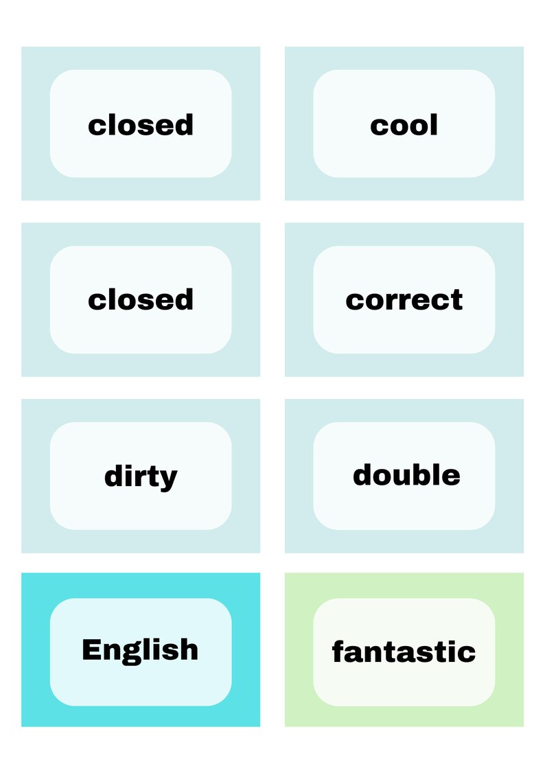 ESL Flashcards 44 English ADJECTIVES A1 Level for Absolute Beginners ...