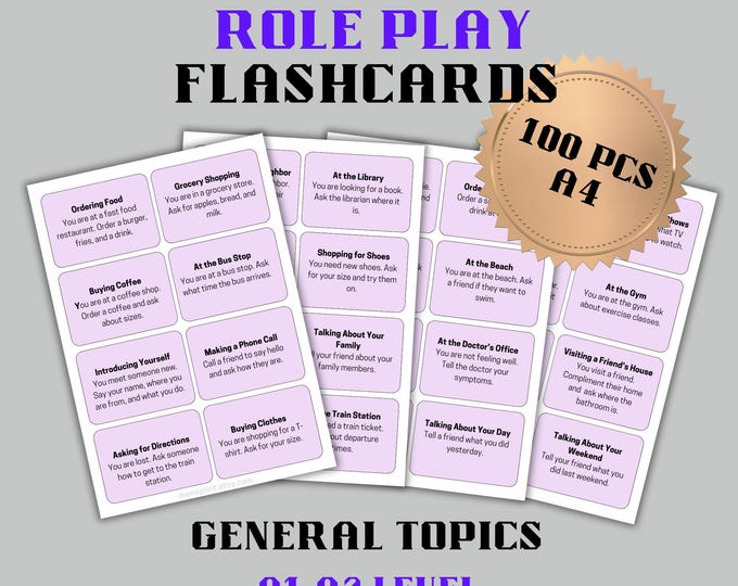 100 Role Play Flashcards for Beginner ESL Learners (A1-A2) Speaking ...