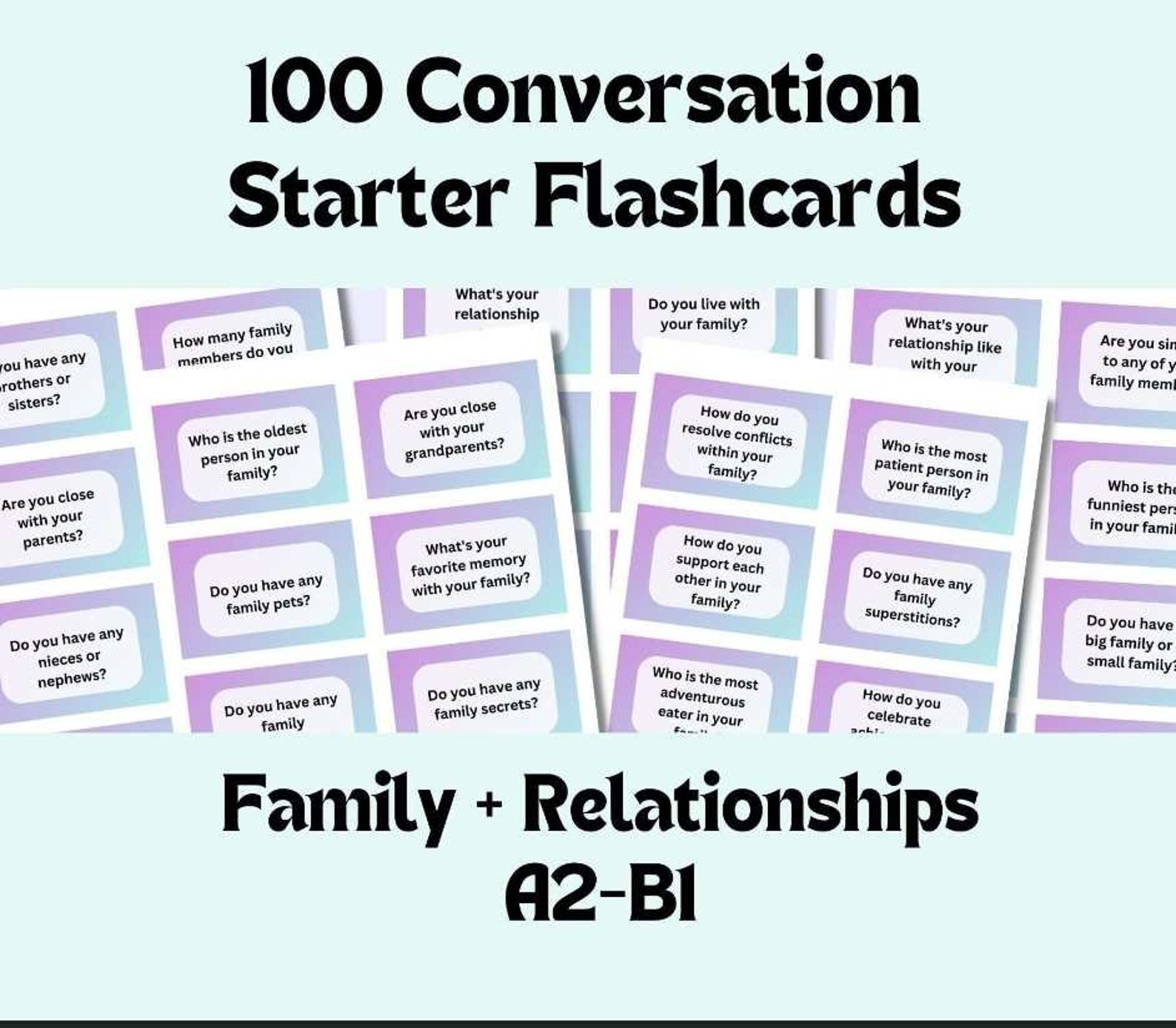 400 ESL Conversation Starter Flashcards, Family, Work, Hobbies, Present ...