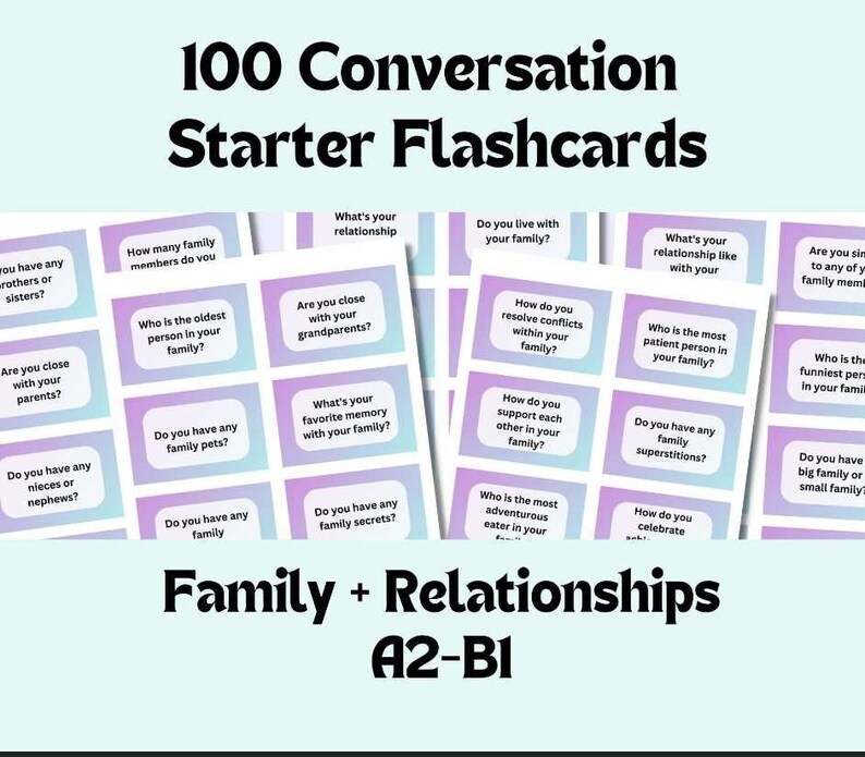400 ESL Conversation Starter Flashcards, Family, Work, Hobbies, Present ...