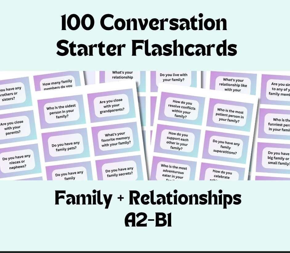 400 ESL Conversation Starter Flashcards, Family, Work, Hobbies, Present ...