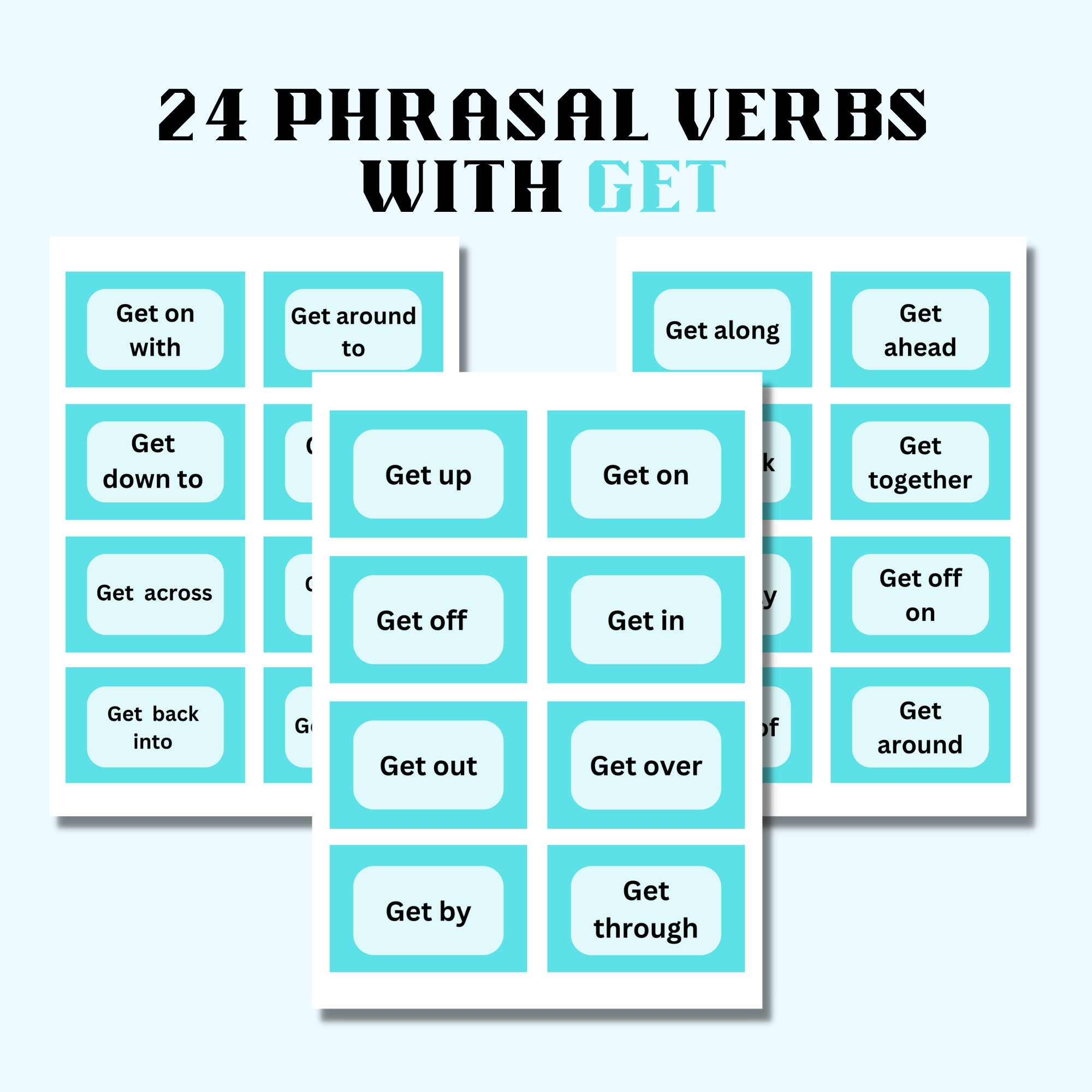 PHRASAL VERBS Flashcards Take, Get and Put, 64 Pcs With Definition - Etsy