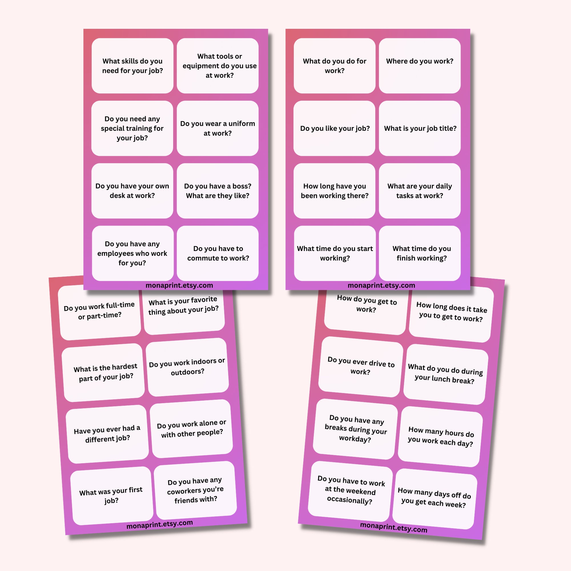 100 ESL Conversation Starter Flashcards, Level A2-B1 Speaking Prompts ...