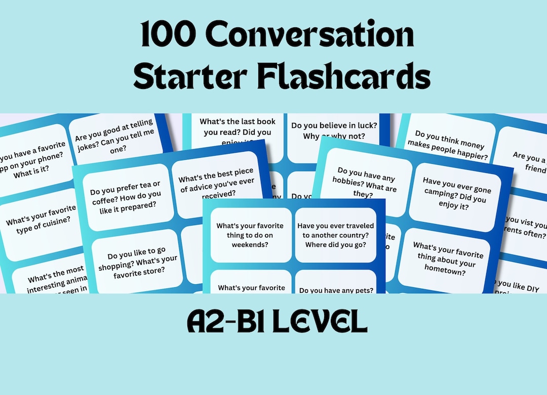 100 ESL Conversation Starter Flashcards - A2-B1 Level Speaking Prompts ...