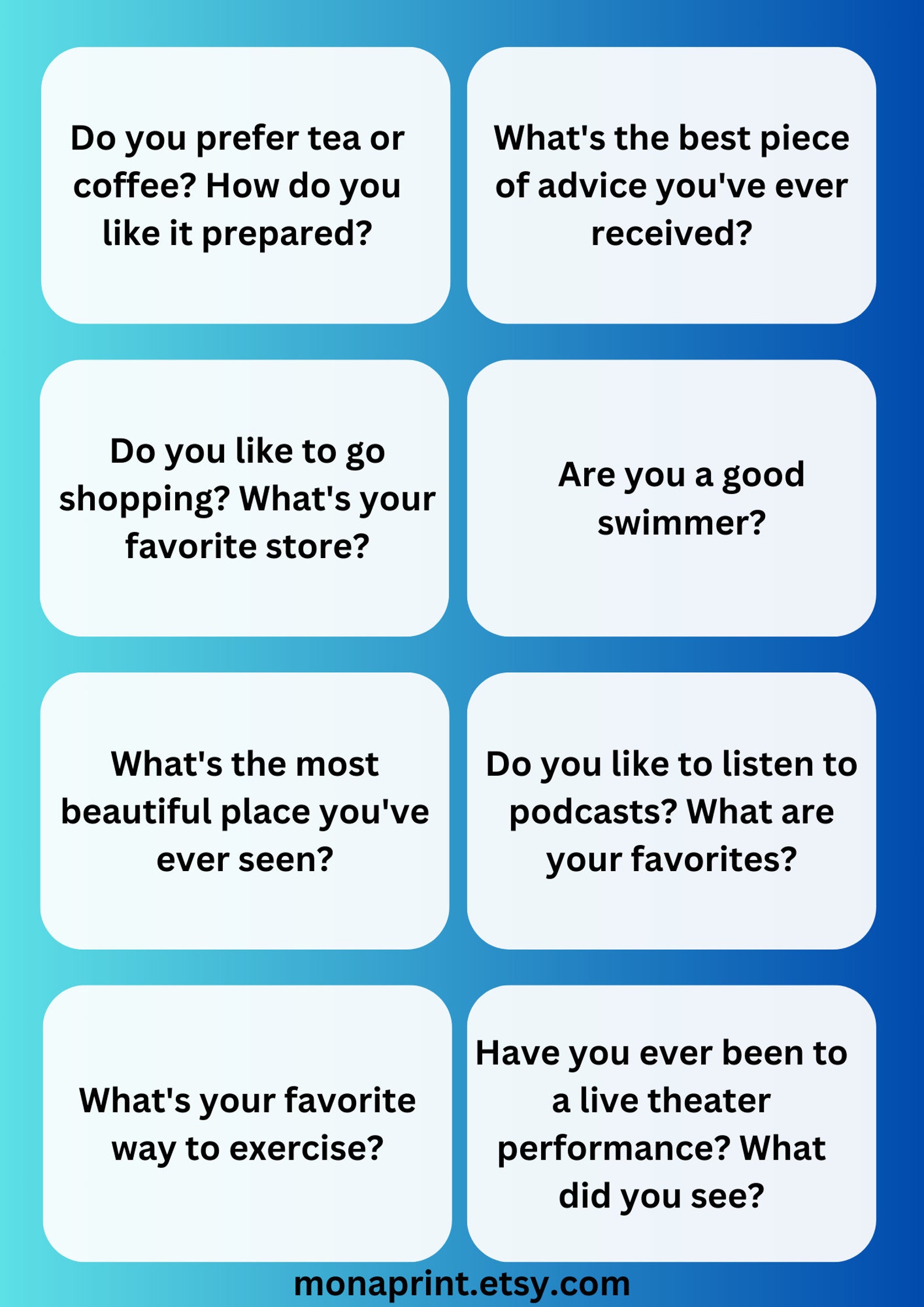 100 ESL Conversation Starter Flashcards - A2-B1 Level Speaking Prompts ...