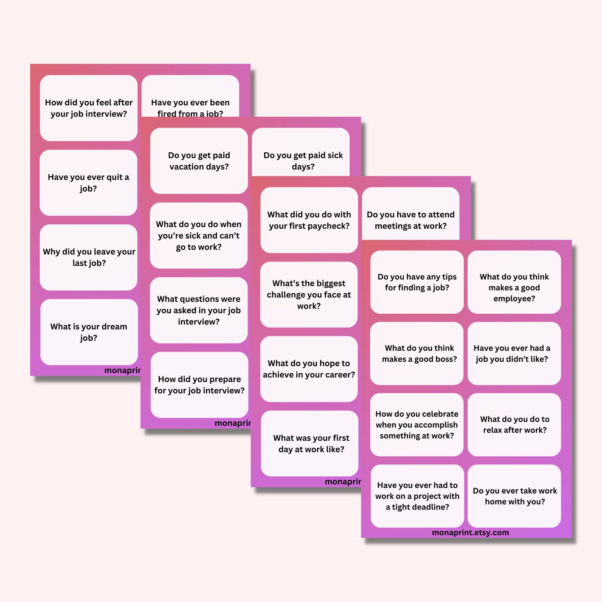 100 ESL Conversation Starter Flashcards, Level A2-B1 Speaking Prompts ...