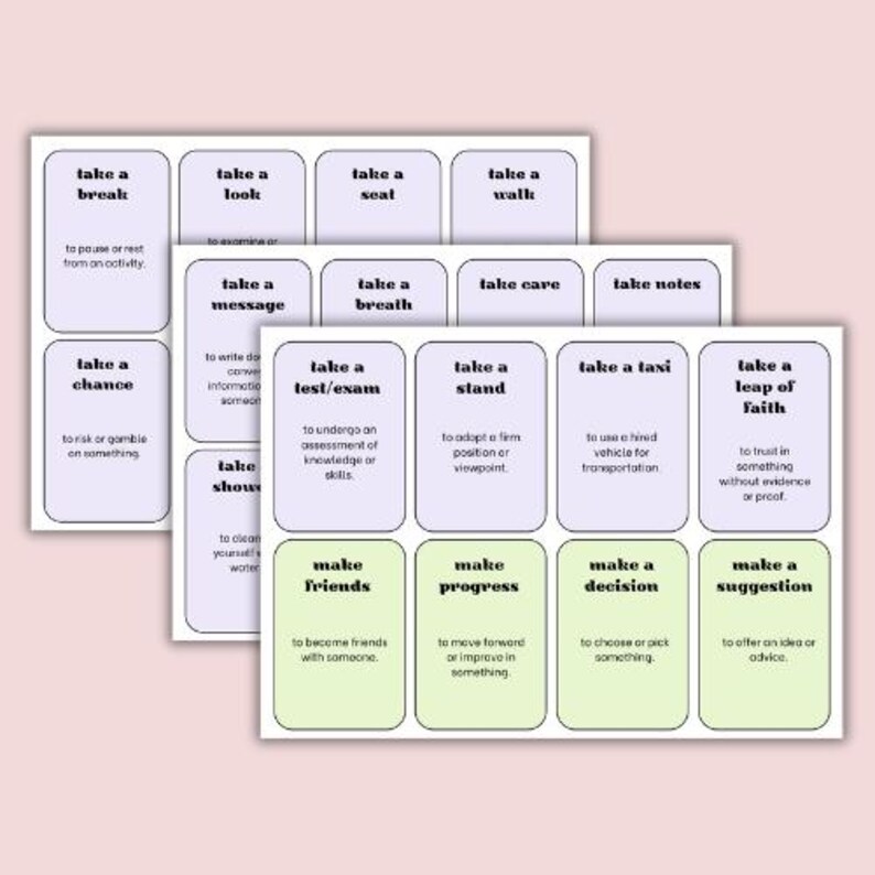ESL Vocabulary Flashcards: Common Phrases, Collocations (PDF Pattern ...