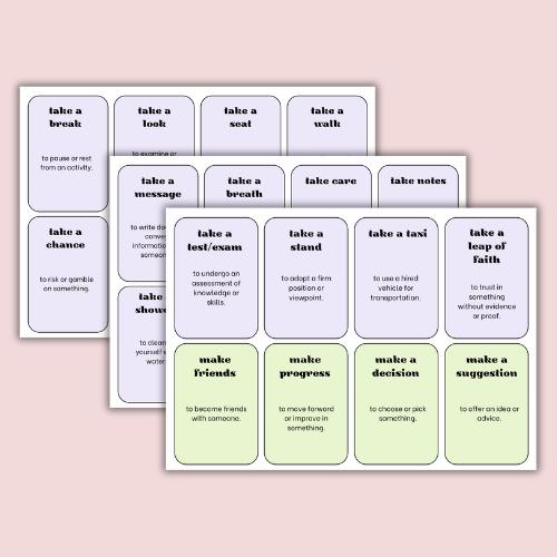 ESL Vocabulary Flashcards: Common Phrases, Collocations (PDF Pattern ...