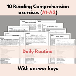 10 Pcs Reading Comprehension Worksheets Daily Routine Vocabulary ...