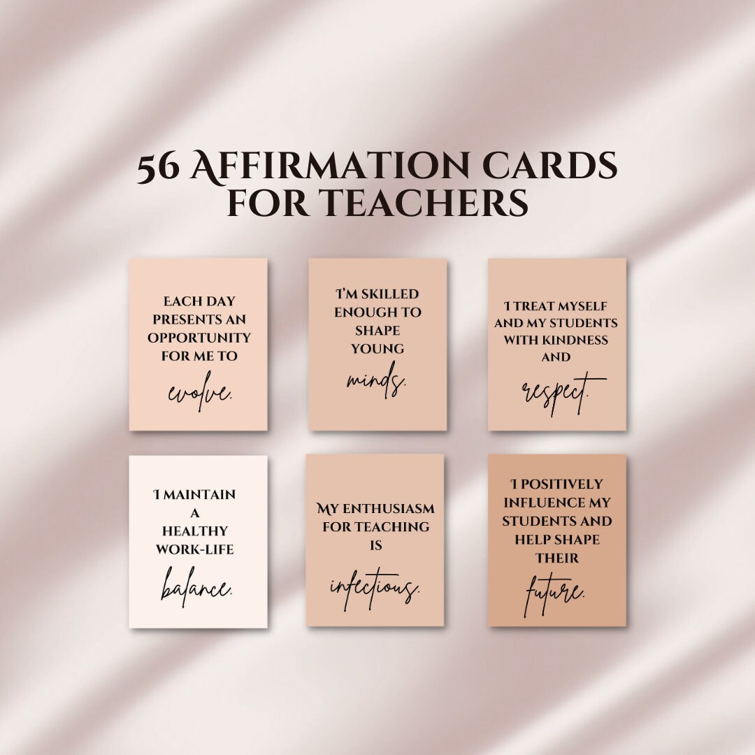 56 Affirmation Cards for Anxious Teachers Great Gift Idea, Nervous ...