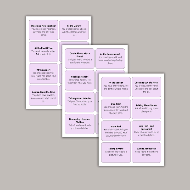 100 Role Play Flashcards for Beginner ESL Learners (A1-A2) Speaking ...