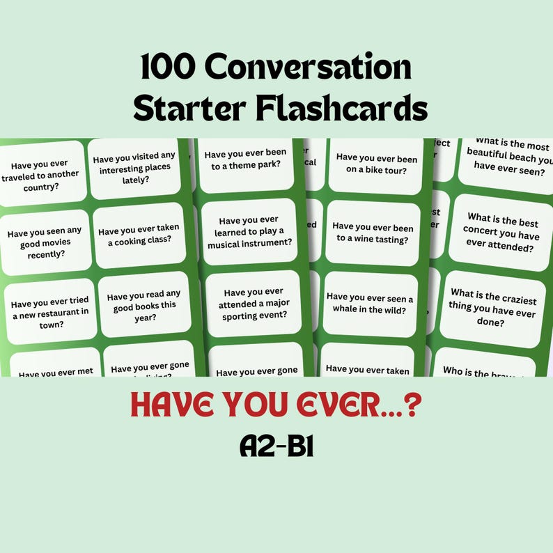 400 ESL Conversation Starter Flashcards, Family, Work, Hobbies, Present ...